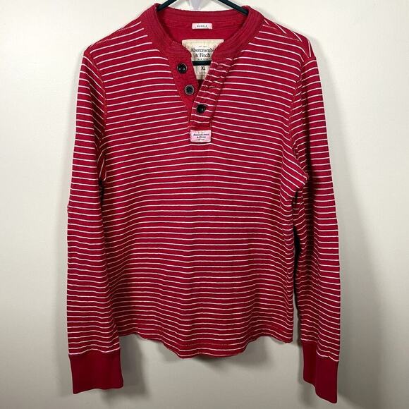 Abercrombie & Fitch | Shirts | Abercrombie Fitch Mens Red White Thermal Muscle Fit Henley Xl Y2k ...